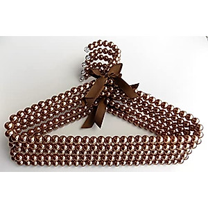 Pearl Clothes Beads Hangers for Kids Baby Girl Infant Toddler Childerns for Fancy Dress Closet Hanger Elegant Gift Ideas Metal Hangers (5 Pack) Coffee Color