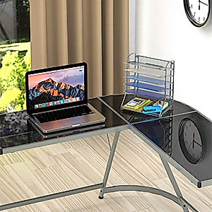 SimpleHouseware 6 Trays Desktop Document Letter Tray Organizer, Silver