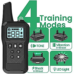 FunniPets Dog Training Collar 2600ft Range - Dog Shock Collar with Remote Waterproof Electronic Dog Collar for Small Medium and Large Dogs with 4 Training Modes Light Static Vibration Beep