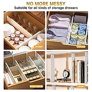 ARSTPEOE Drawer Dividers with 8 Inserts,16.9-23", Drawer Dividers for Clothes, Expandable Kitchen Drawer Organizer,Adjustable Drawer Separators for Bedroom Bathroom Dresser (4 Pack)