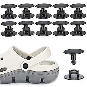 LUAATT Universal Beach Shoes Replacement Rivets,10 Set Repair Plastic Button for Men and Women Summer Shoes Strap (Black)