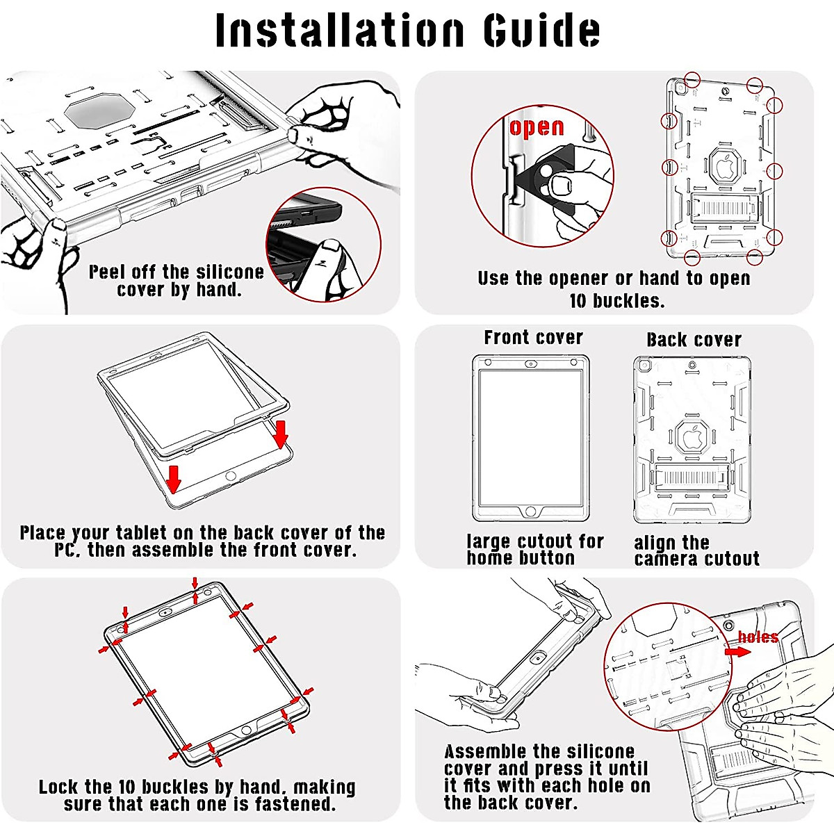 Rantice iPad 9th Generation Case, iPad 8th Generation Case, iPad 7th Generation Case, Hybrid Shockproof Rugged Drop Protective Case with Kickstand for iPad 10.2'' (Black)