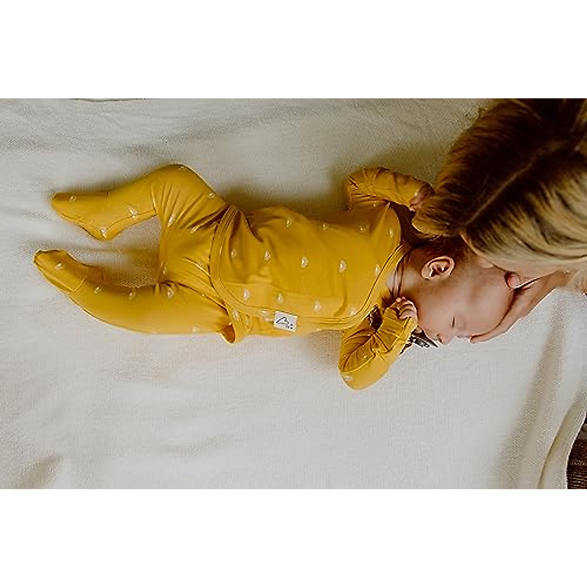 Bonsie Skin to Skin Babywear Footie Bodysuit - Baby Footed One Piece with Yellow Sun Pattern - Sunrise (Newborn)