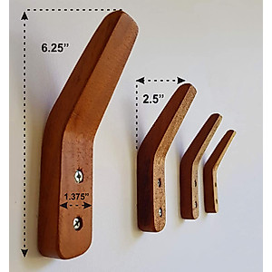 WRIGHTMART Wood Wall Coat Hook, Set of 4, Heavy Duty Hanger, Handmade of Mahogany, for Entryway, Hallway. Bathroom, Kitchen, Home Organizer for Towels, Hats, Cloths (Natural)