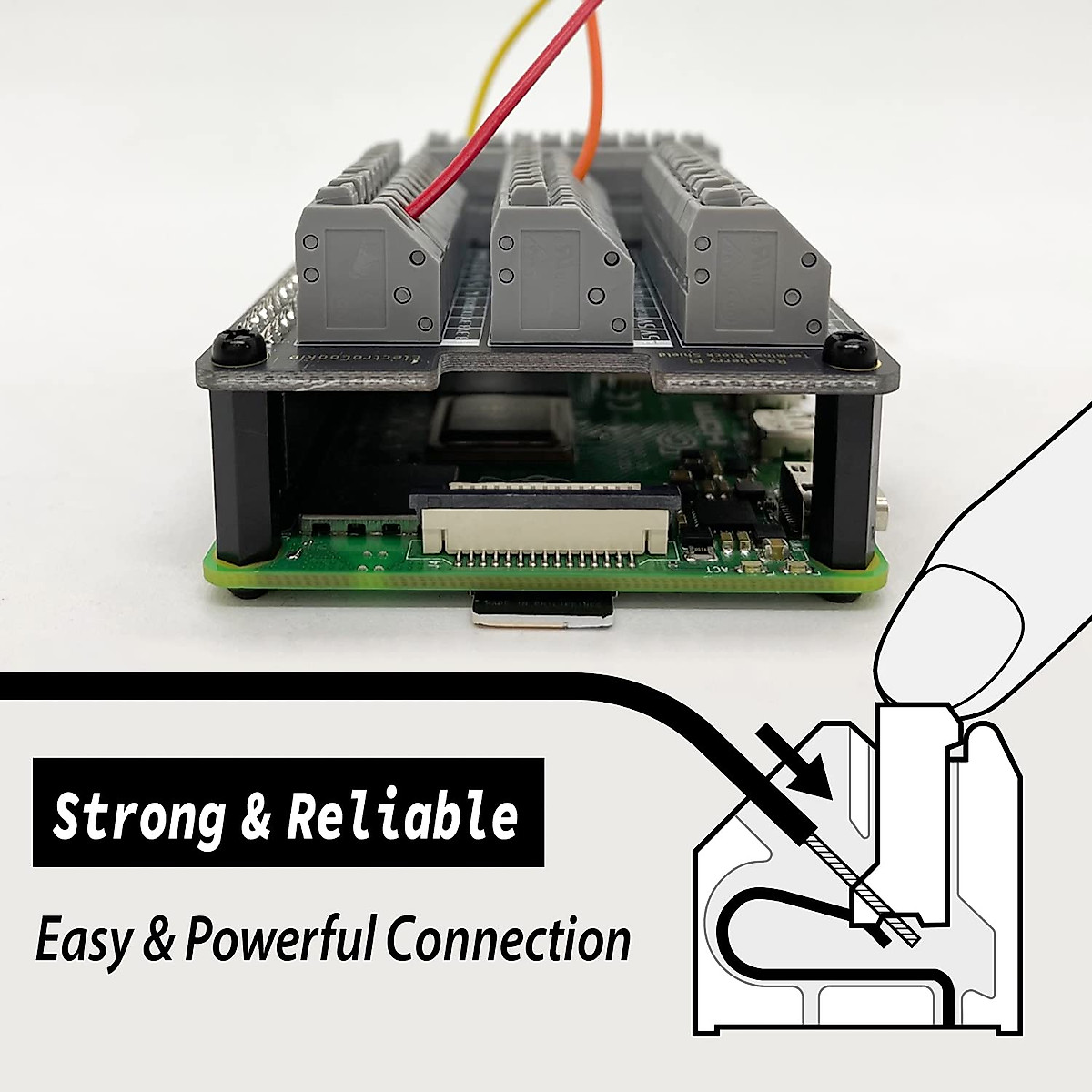ElectroCookie Raspberry Pi GPIO Terminal Block Breakout Module, Push-in Simple Spring Connector Expansion PCB Shield