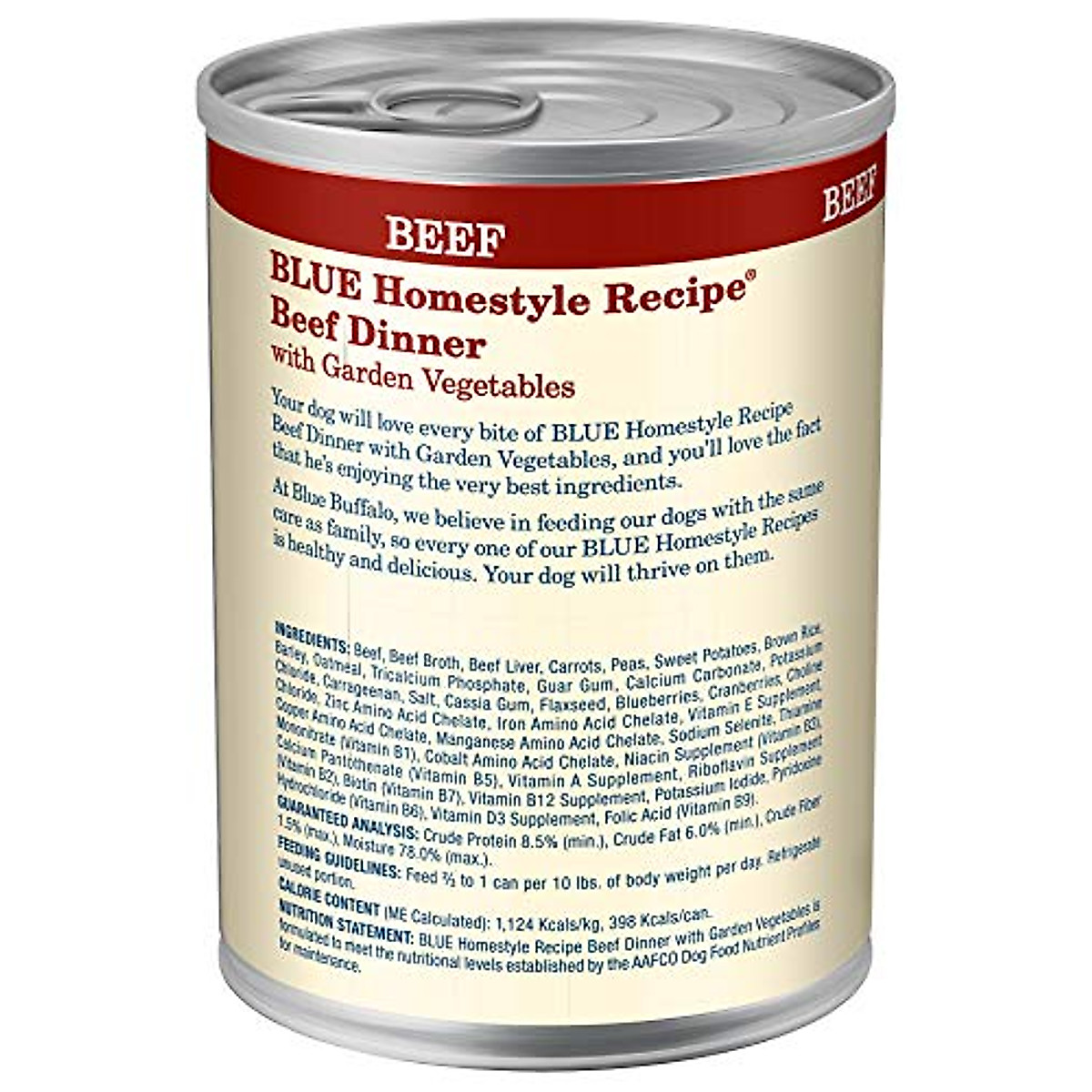 Blue Buffalo Homestyle Recipe Natural Adult Wet Dog Food, Beef 12.5-oz can (Pack of 12)