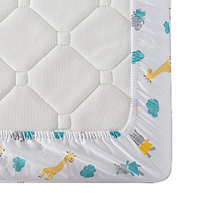 3-Piece Cotton Animals Jungle Crib Bedding Set. Standard Size Set Includes Quilt, Crib Sheet, Changing Pad Cover. Elephant Hippo Bear Giraffe Set, Safari Comforter Set for Boys and Girls