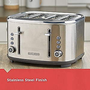 BLACK+DECKER 4-Slice Extra-Wide Slot Toaster, Stainless Steel, TR4300SSD