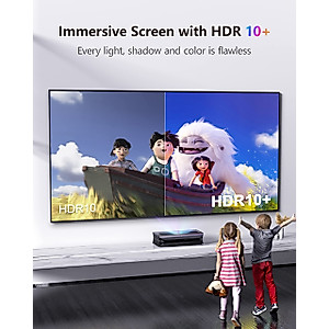 AWOL VISION LTV-2500 4K UHD Ultra Short Throw Triple Laser Projector, 150", 3D, 2600 Peak Lumen, HDR10+ with Dolby Atmos, UST Laser TV Projector Without Color Wheel (Fire TV Stick 4K Max Included)