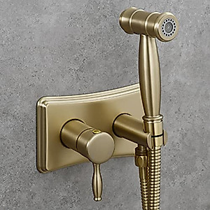 MINJING Bidet Tap Sprayer Wall Mounted Toilet Kit Single-Handle Dual Mode Spray Set Bidet Faucet Bathroom Bidet Shower Toilet Bidet Sprayer Gun Bathroom-Drawing Gold