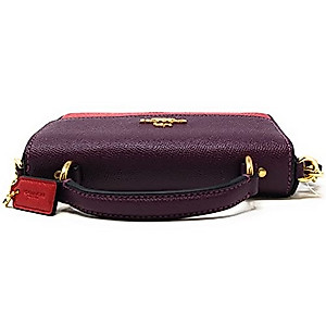 COACH Women's Mini Josie Top Handle Crossbody Shoulder Bag (Crossgrain Leather - Colorblock - Boysenberry Multi)