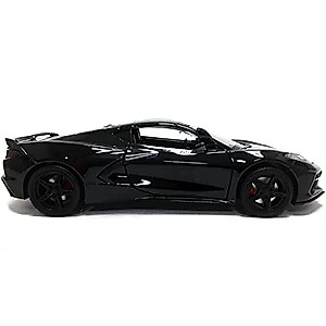 Motormax Toy 2020 Chevy Corvette C8 Stingray Black with Gray Stripes 1/24 Diecast Model Car by Motormax 79360 (79360bk)