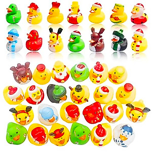 42 Pcs Christmas Rubber Ducks,Baby Showers Accessories Jeep Duckies Bath Toys for Kids Christmas Party Favors,Gift Exchange,Christmas Stocking Stuffers(Christmas)