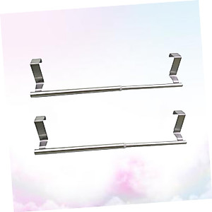 SHOWERORO 2pcs Bath Towel Rod Towel Holder Stand Towel Rack Kitchen Towel Hanger Towel Hanger Over Cabinet Towel Stand Towel Storage Rack Stainless Steel Rack Bathroom Accessories Silver