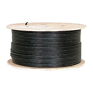 Vertical Cable Cat6, Overall Shielded, UV Jacket, Outdoor, CMX, Messenger, 1000ft, Black, Bulk Ethernet Cable, Wooden Spool