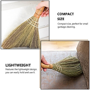 LIFKOME 2Pcs Indoor Grass Broom Whisk Broom Thai Handle Broomstick Sweeping Cleaning Tool Asian Handmade Craft Broom for Home Kitchen Bedroom
