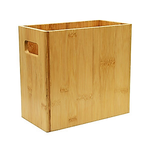 Owlgift Rectangular 100% Eco-Friendly Natural Bamboo Waste Basket, 1.55 Gallon Garbage Can Recycling Bin Container for Bedroom, Bathroom, Kitchen, Office, Dorm - 5.3” L x 10” W x 9.1” H