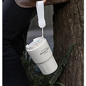 12 oz Stainless Steel Vacuum Insulated Tumbler, Travel Coffee Mug Spill Proof with Lid, Portable Thermal Mug for Keep Hot/Ice Coffee,Tea and Beer (White)