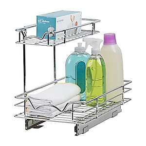 Richards Homewares Under Sink Pull-Out Sliding Shelf Organizer for Kitchen, Heavy Duty with 5 Year Limited Warranty -11.5”W x 18”D x 14.5”H, Requires at Least 12.5” W Cabinet Opening-Chrome