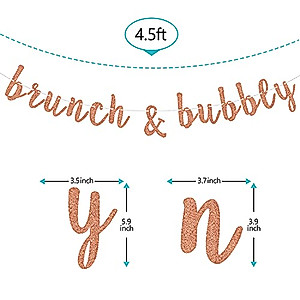 Ferastar Brunch & Bubbly Banner, Bridal Shower Banner,Bubbly Bar Sign, Bachelorette Party Decor, Brunch Party Decorations Rose Gold Glitter.