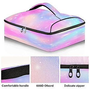 Kcldeci Insulated Thermal Food Carrier Insulated Casserole Carrier for Hot or Cold Food,Fairy Rainbow Magic Sparkles Insulated Tote Bag for Potluck Cookouts Parties Picnic,Lasagna Lugger