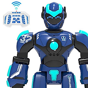 STEMTRON RC Robot Toy, Smart Robot 2.4GHz Intelligent Voice Controlled Robot Gesture Sensing Remote Control Robot for Kids Age 6 7 8 9 10 12 Year Old Boys Girls Birthday Gift Present (Blue)