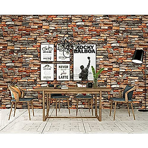 Stone Peel & Stick Wallpaper - Stacked Stone & Faux Brick - Self-Adhesive, Removable - Backsplash & Fireplace - 17.7'118'