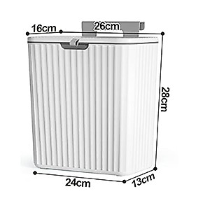 2.4 Gal Hanging Trash Can for Kitchen Cabinet Door with Slide Open Lid, Wall Mounted Plastic Garbage Bin for Kitchen Under Sink, Bathroom, Cupboard, Bedroom, Office, Camping