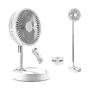 SDYXJ Portable Fan Rechargeable, Stand & table fan Folding Telescopic & Adjustable Height With 4 Speeds Quiet for Office Home Outdoor Camping with 2 PCS charging cable