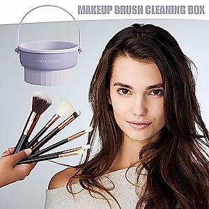 Cosmetic Cleaning Box, Portable Cosmetic Tool Washing Bowl, Silicon Brush Cleaner Pad, 300g Makeup Brush Washing Box, Cosmetic Cleaning Mat, Scrubber Bowl Pad for Makeup Sponge Powder Puff Brushes