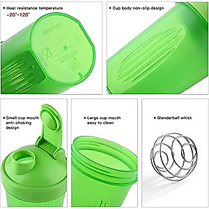 Shaker Bottle in Light Pink(Lid & Cup),Printed Scale Marks of 12 OZ & 400 ML,3 PCS 1.77" Non-Metal Blender Ball (Pink,Green,Purple),Anti-Leaking,BPA F