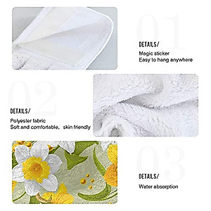 WELLDAY 2 Pcs Hanging Hand Towels Soft Absorbent Daffodils Towel for Kitchen Bathroom