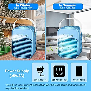 Novamilion Air Conditioner Fan, Evaporative Personal Air Cooler Humidifier, 3 Speeds, 7 Colors LED Light, Freon Free Ice Cooler Fan Handle, Misting Fast Cooling Desktop Fan Room, Office, Study