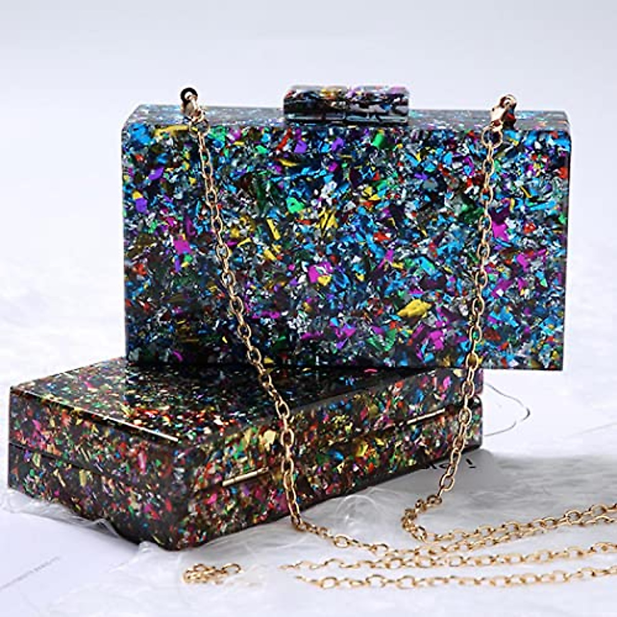 Gets Acrylic Purses and Handbags for Women Multicolor Purses and Handbags Shoulder Elegant Banquet Evening Bags (Blue)