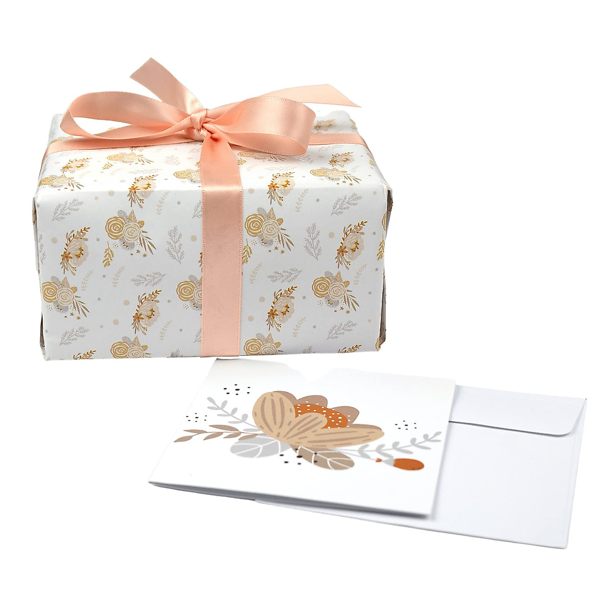 Brave November Gift Wrapping Paper- 3 Wrapping Paper Sheets (25"x35"), 3 Cards & Ribbon-Floral Wrapping Paper Wedding Wrapping Paper and Ribbon Set- Bridal Shower Wrapping Paper & Baby Wrapping Paper