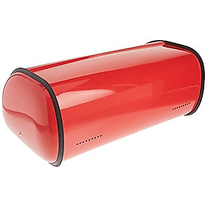 Home Basics Stainless Steel Bread Box with Roll Up Lid, For Easy Kitchen Counter Storage, Bread Bin Holder, Red