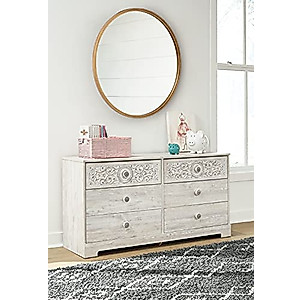 Signature Design by Ashley Paxberry Bohemian 6 Drawer Dresser with Carved Medallion Pattern, White