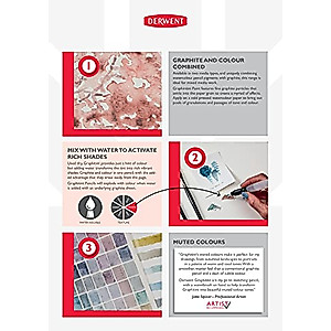 Derwent Graphitint Pencils Tin, Set of 24, Great for Holiday Gifts, Unique Blend of Graphite and Color, Watersoluble, Ideal for Mixed Media, Professional Quality (0700803)