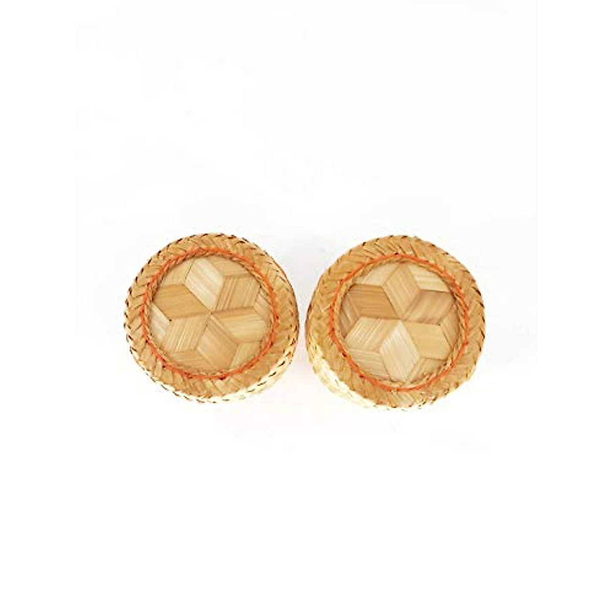 2 Sets of Mini Basket Size 8x8x11 cm. Handwoven Handmade Sticky Rice Serving Basket from Natural Bamboo