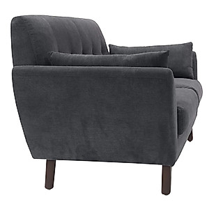 Serta Artesia Collection Midcentury Modern Sofa with Tapered Legs, Easy to Clean, Microfiber Couch Fabric, Durable Hardwood Construction, 61" Loveseat, Dark Gray