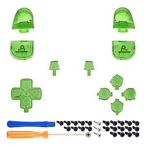 eXtremeRate Replacement D-pad R1 L1 R2 L2 Triggers Share Options Face Buttons, Clear Green Full Set Buttons Compatible with ps5 Controller BDM-030 BDM-040 BDM-050 - Controller NOT Included