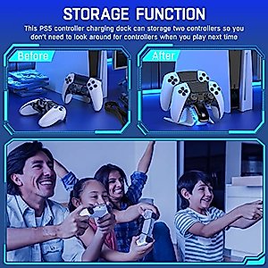 PS5 Controller Charging Station Compatible with PS5 Controller/Edge Controller, Fast PS5 Dualsense Charger Station with Cable, PS5 Charging Dock for Playstation 5 Controllers- Airplane Design