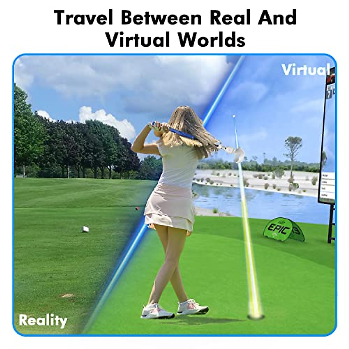 AMVR Golf Club Attachment for Oculus Quest 2 - Golf+ VR Grip Adapter for Meta Quest2 Universal Left/Right Controllers Retractable Handle Accessory with Scale Marks, Easy Ajustable Length