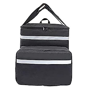 Menolana Food Delivery Backpack, Expandable Insulated Hot Pizza Bags for Delivery Bike,Leakproof Waterproof Delivery Bag with 4 Mesh Pockets Reflective Strip