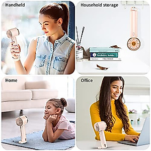 Handheld Fan, Mini Portable Fan USB Rechargeable with Hanging Hook, 3 Speeds, 3000mAh Personal Desk Turbo Fans, Small Pocket Fan for Indoor Outdoor Travel