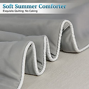 ENJOHOS Cooling Comforter Queen Size, Q-Max 0.45 Double Side Cold Blanket for Hot Sleepers Night Sweats, Cool Ice Silk Summer Comforter, Soft Breathable Lightweight Smooth Cool Comforter Bedding Grey
