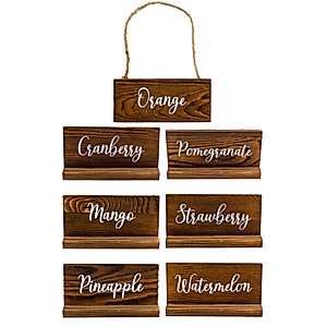 Darware Rustic Wood Beverage Signs (7-Flavor Mimosa Set); Drinks Labels for Coffee Urns, Iced Beverage Dispensers, and Carafes