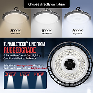 RuggedGrade 100 Watt - Corvus II Series - LED High Bay UFO - 14,500 Lumen - 4000K - DLC Premium 5.1