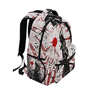 Backpack Japanese Samurai School Shoulder Bag Large Waterproof Durable Bookbag Laptop Daypack for Students Teens Girls Boys Elementary