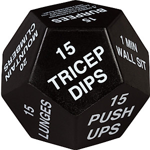 Exercise Dice Cube for Fitness, Gym Workouts, WOD, Home Bodyweight HIIT, and Adult Sports Training - 3 Inches in Diameter - 12 Sided (White (Intermediate))